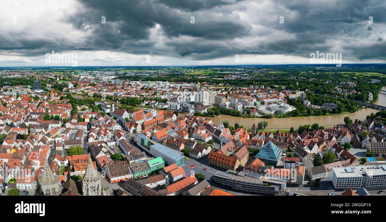 Aerial View of Ulm Metropolis Landscape: Aerial View of Crowded ...
