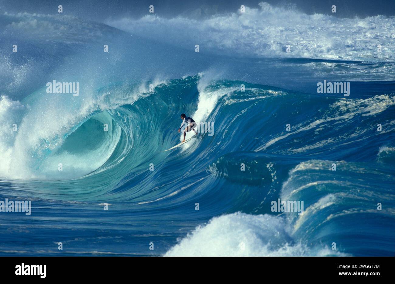 Big wave surfing, Hawaii Stock Photo - Alamy