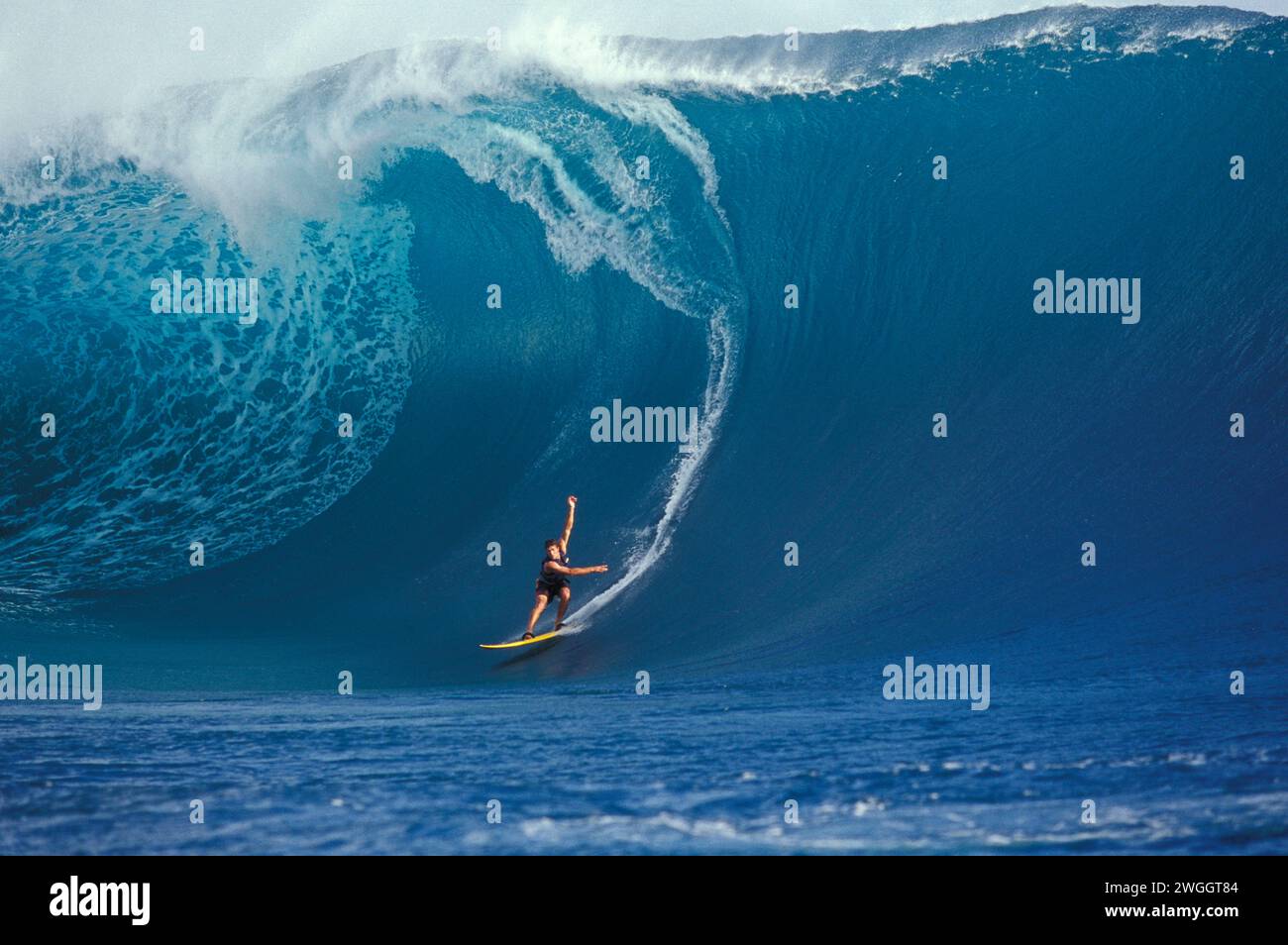 big wave surfing, Tahiti Stock Photo - Alamy