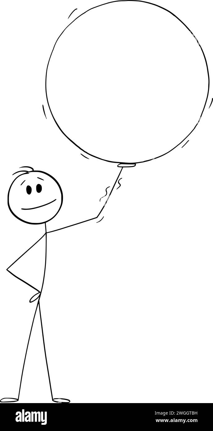 Person Holding Sign, Circle or Circular Object, Vector Cartoon Stick ...