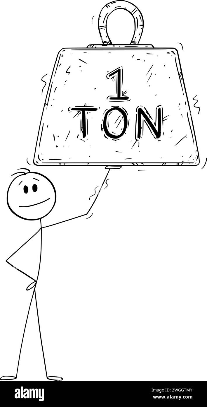 Person Holding Heavy Weight, Vector Cartoon Stick Figure Illustration ...