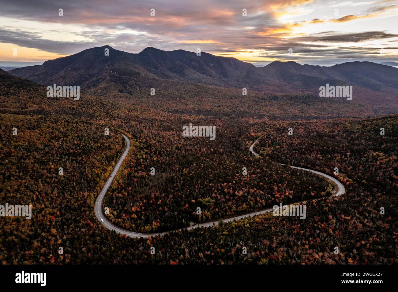 aerial view of Kancamagus Highway in New Hamshire in fall Stock Photo ...