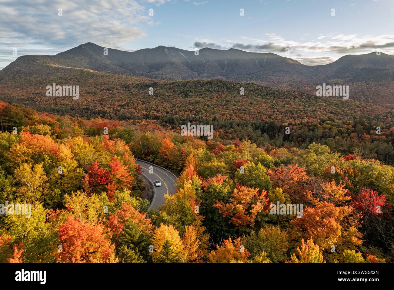 Mountain road through peak fall foliage, New Hampshire Stock Photo - Alamy