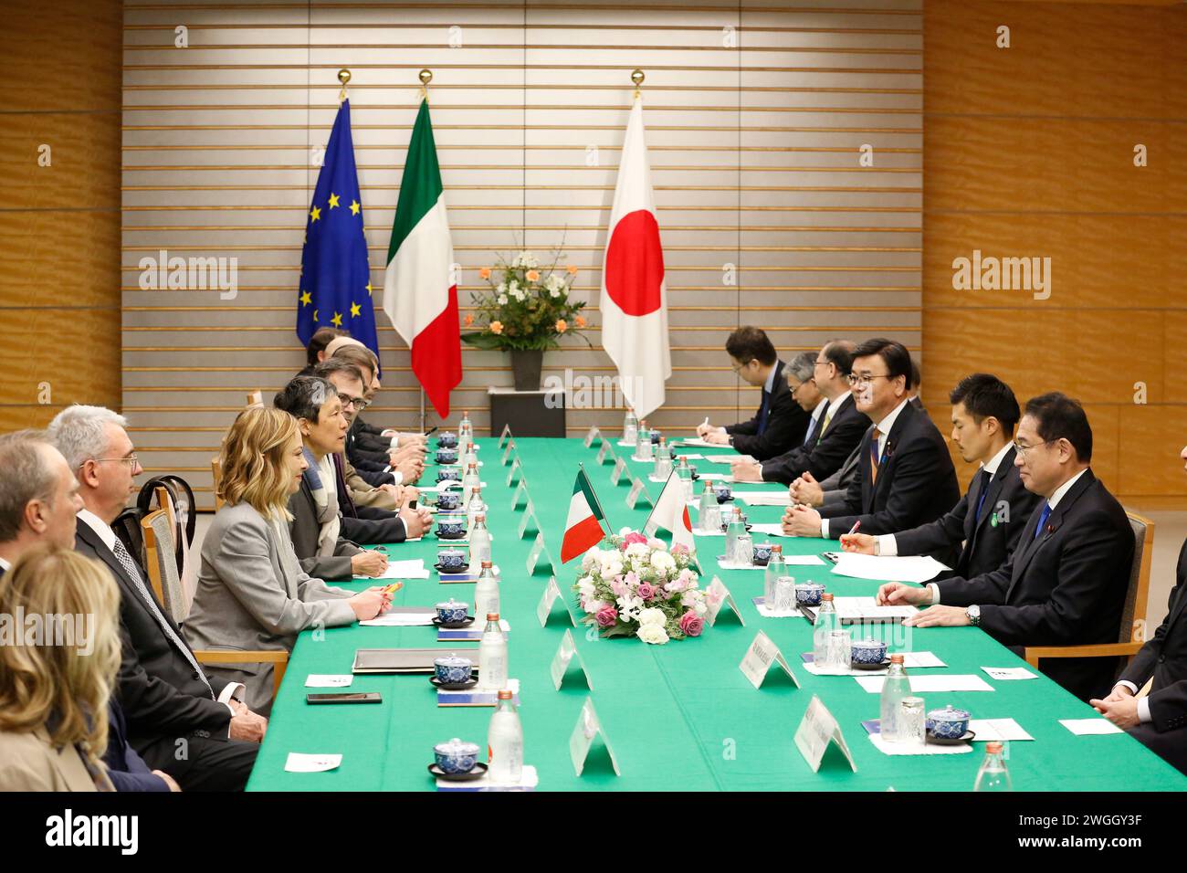 Tokyo, Japan. 5th Feb, 2024. (L to R) Italian Prime Minister Giorgia ...