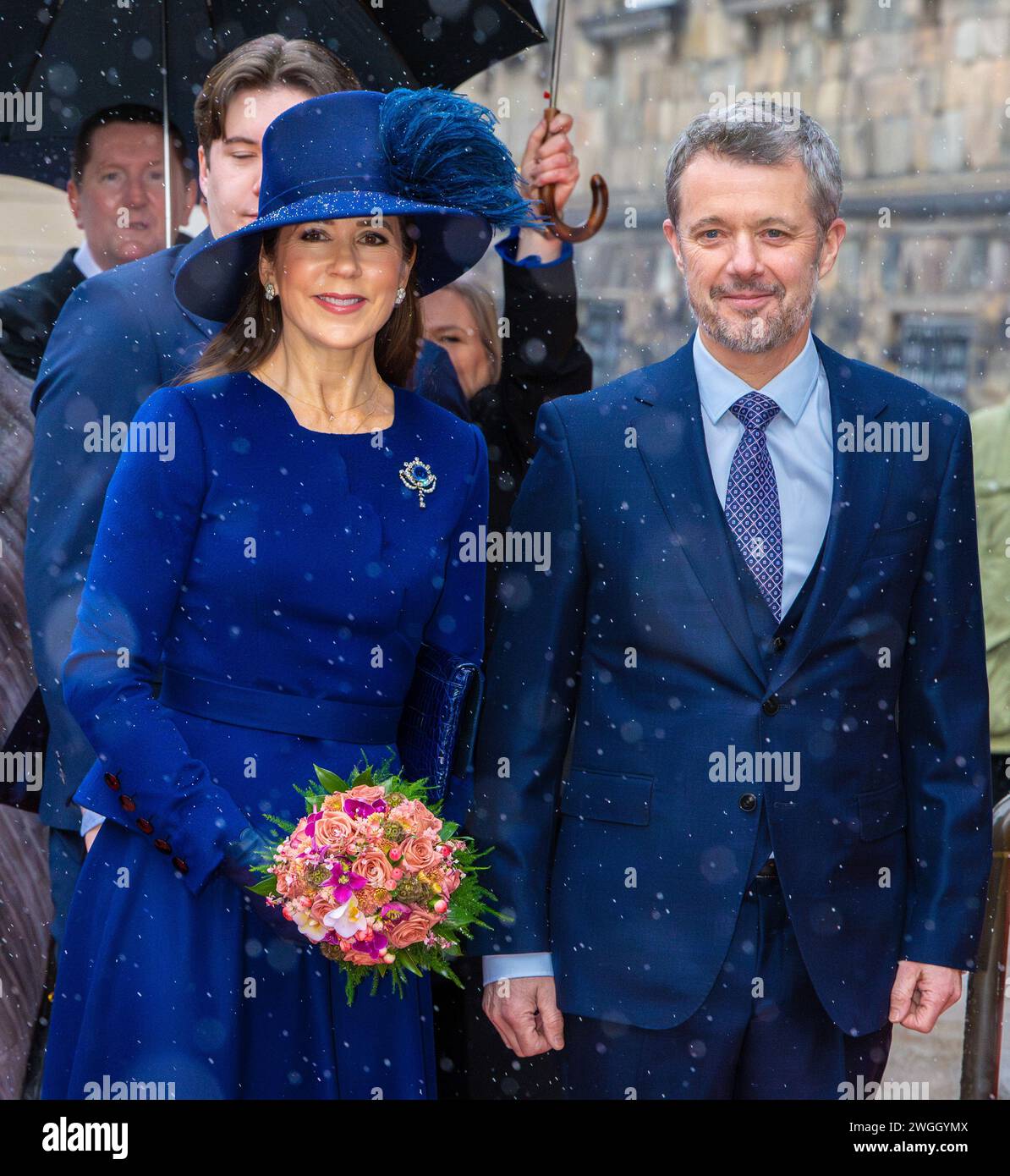 Copenhagen, Denmark. 15th Jan, 2024. Queen Mary of Denmark with King Frederik X, Crown Prince ...