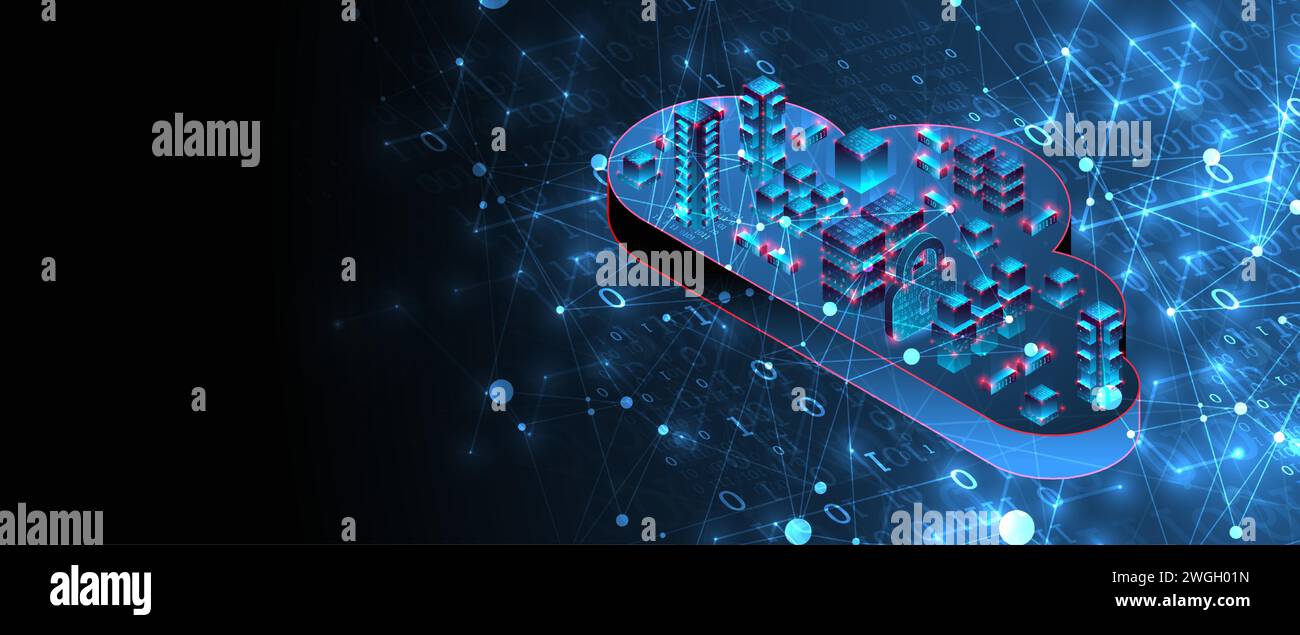 Cloud computing concept. Abstract connection technology background. Hand drawn vector Stock ...