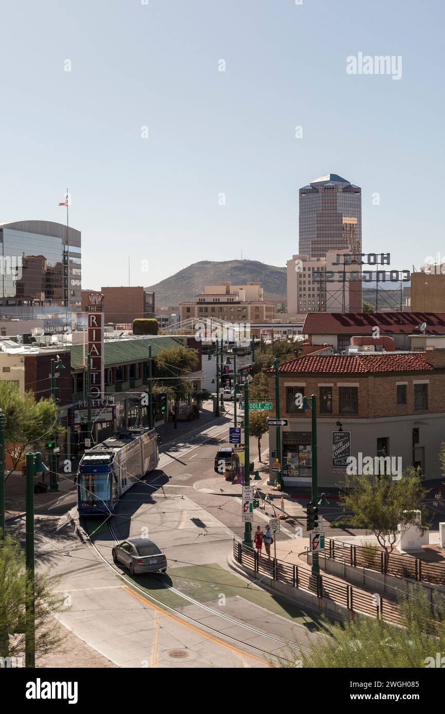 Downtown Tucson, Arizona from above vertical Stock Photo - Alamy