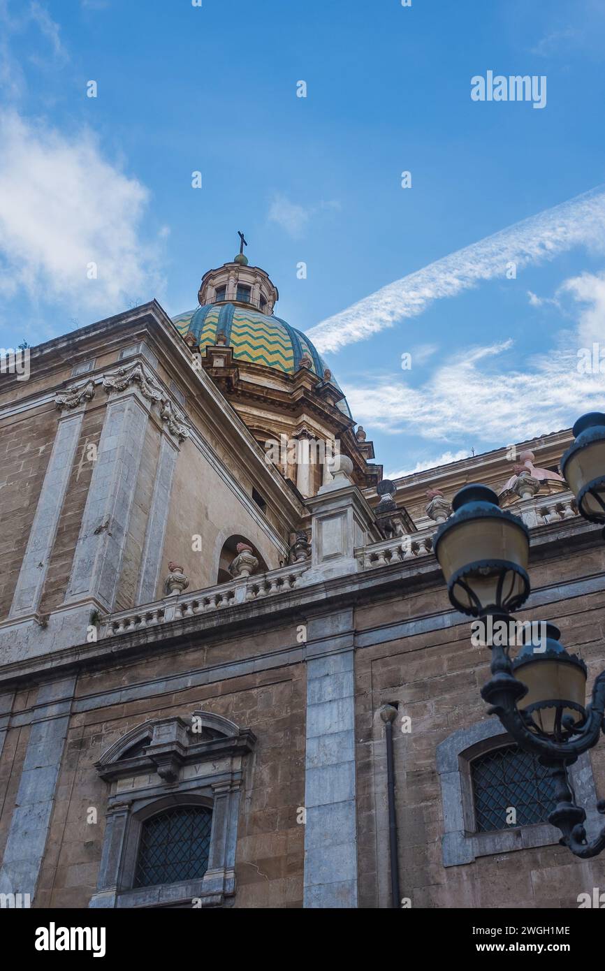 Palermo, Sicily, 2016. Dome of the church of San Giuseppe dei Teatini ...