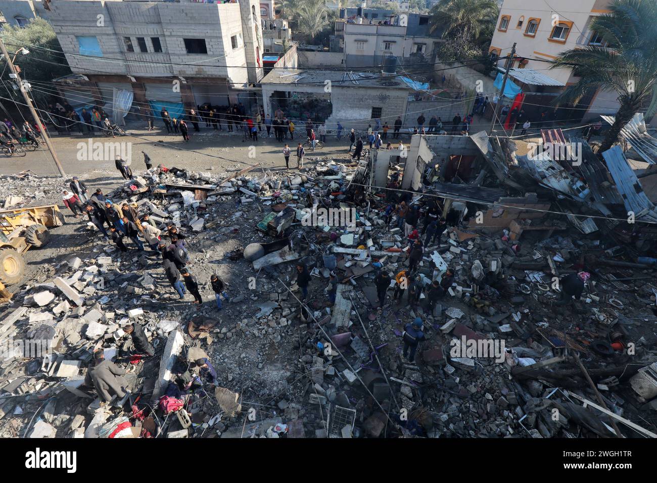 A view of the damaged buildings and surrounding structures after the ...