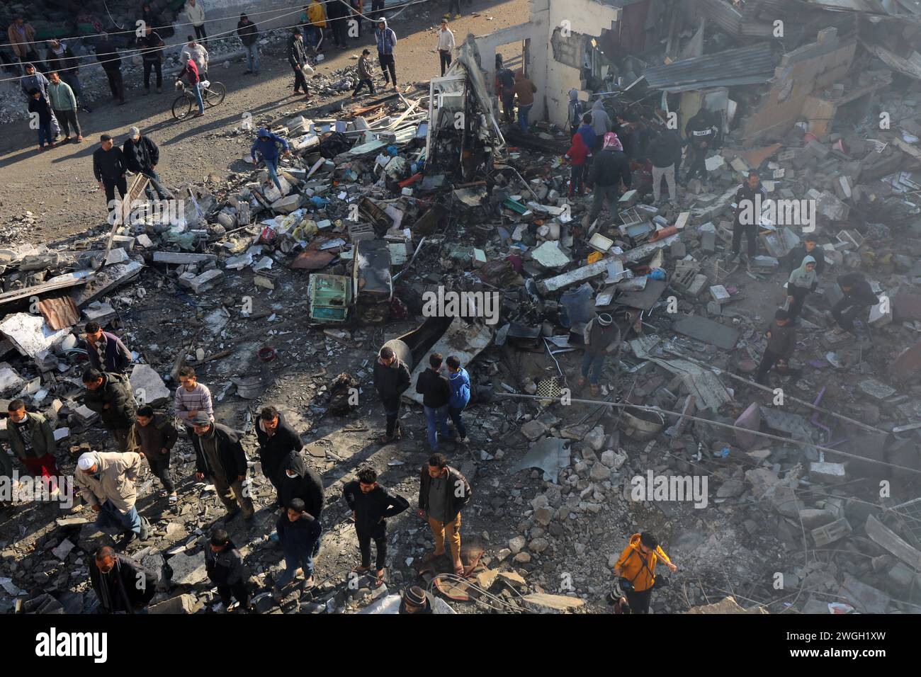 A view of the damaged buildings and surrounding structures after the ...