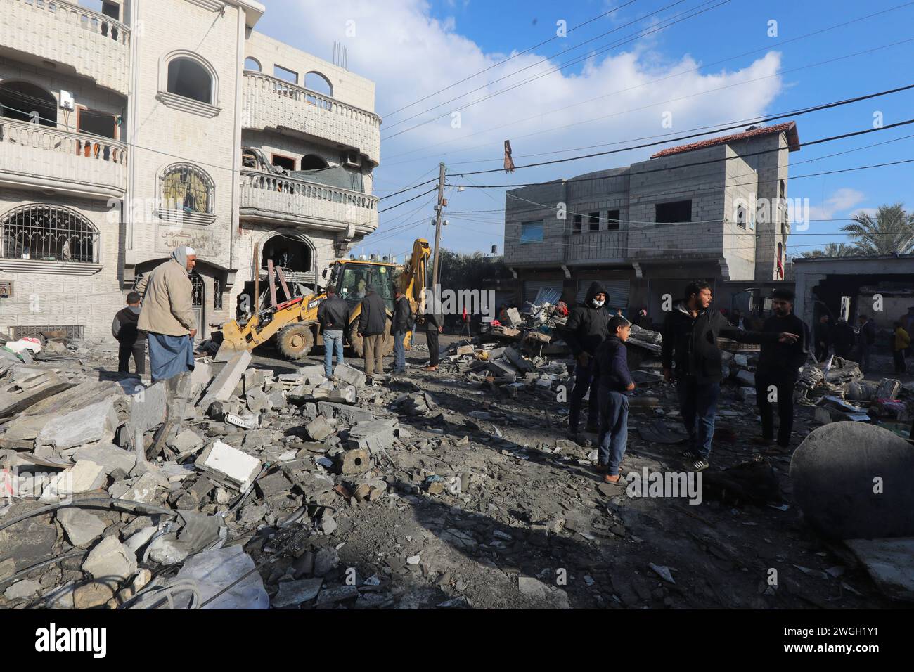 A view of the damaged buildings and surrounding structures after the ...