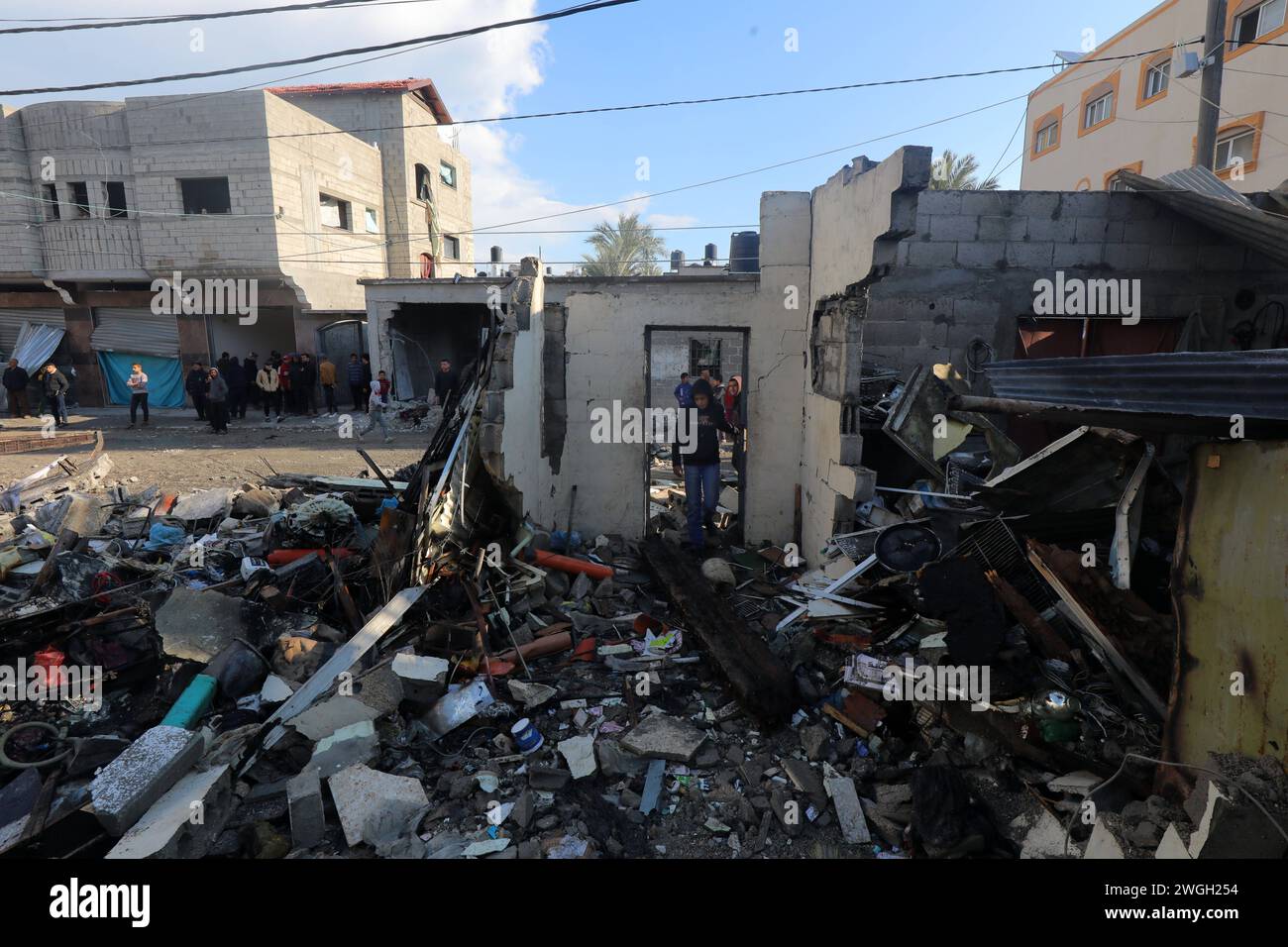 A view of the damaged buildings and surrounding structures after the ...