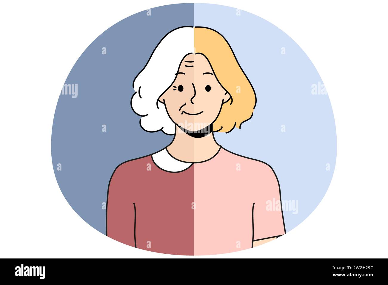 Collage of woman process of aging. Female in younger and older years ...