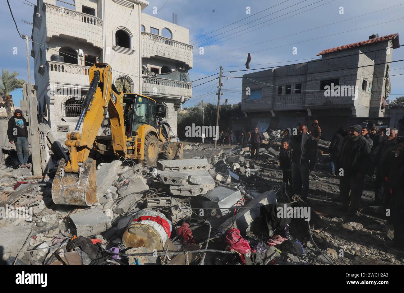 A view of the damaged buildings and surrounding structures after the ...