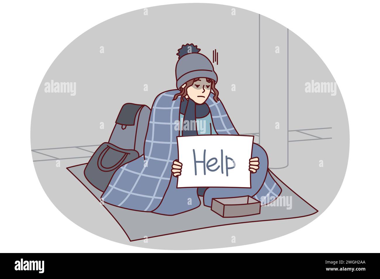 Homeless girl begging in street Cut Out Stock Images & Pictures - Alamy