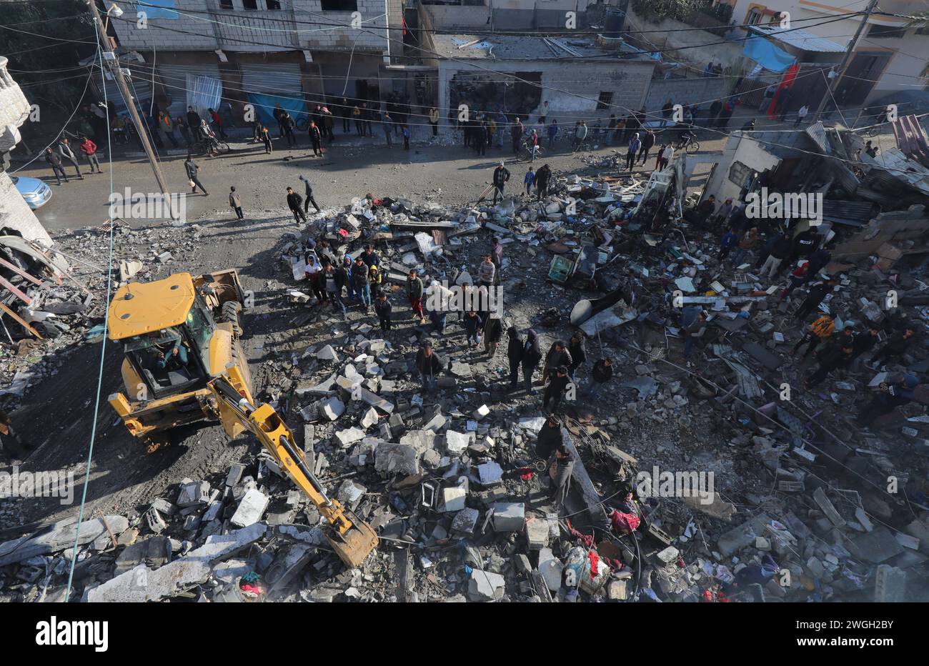 A view of the damaged buildings and surrounding structures after the ...