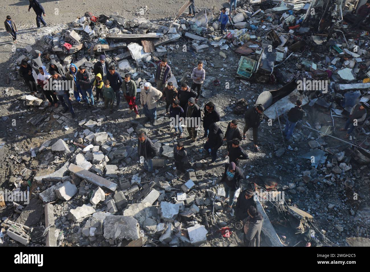 A view of the damaged buildings and surrounding structures after the ...