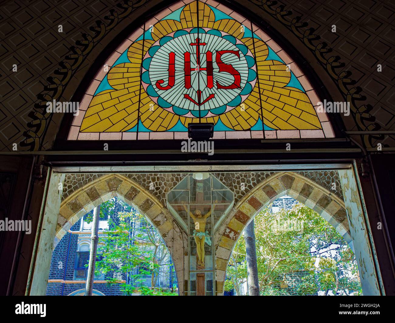 02 01 2024 Vintage Old stained glass Painting in Cathedral of the Holy ...