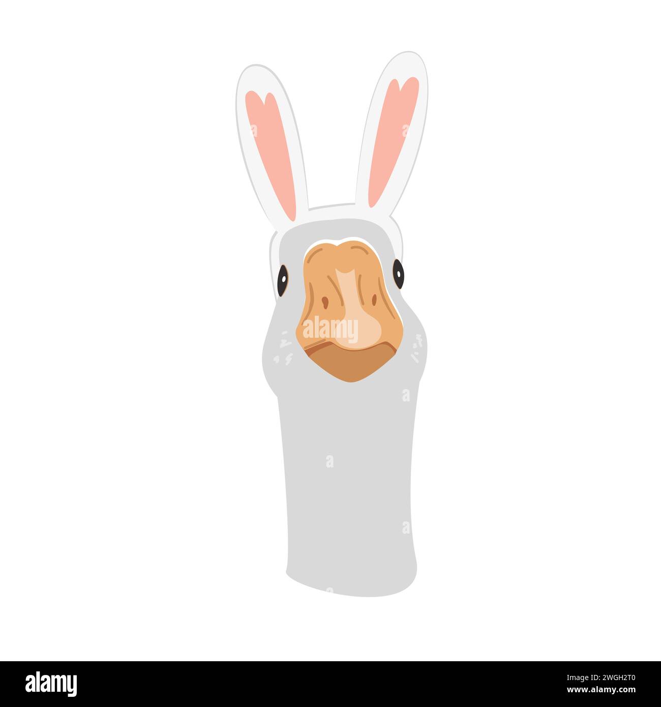 Cute goose wearing Easter bunny ears costume. Vector illustration ...