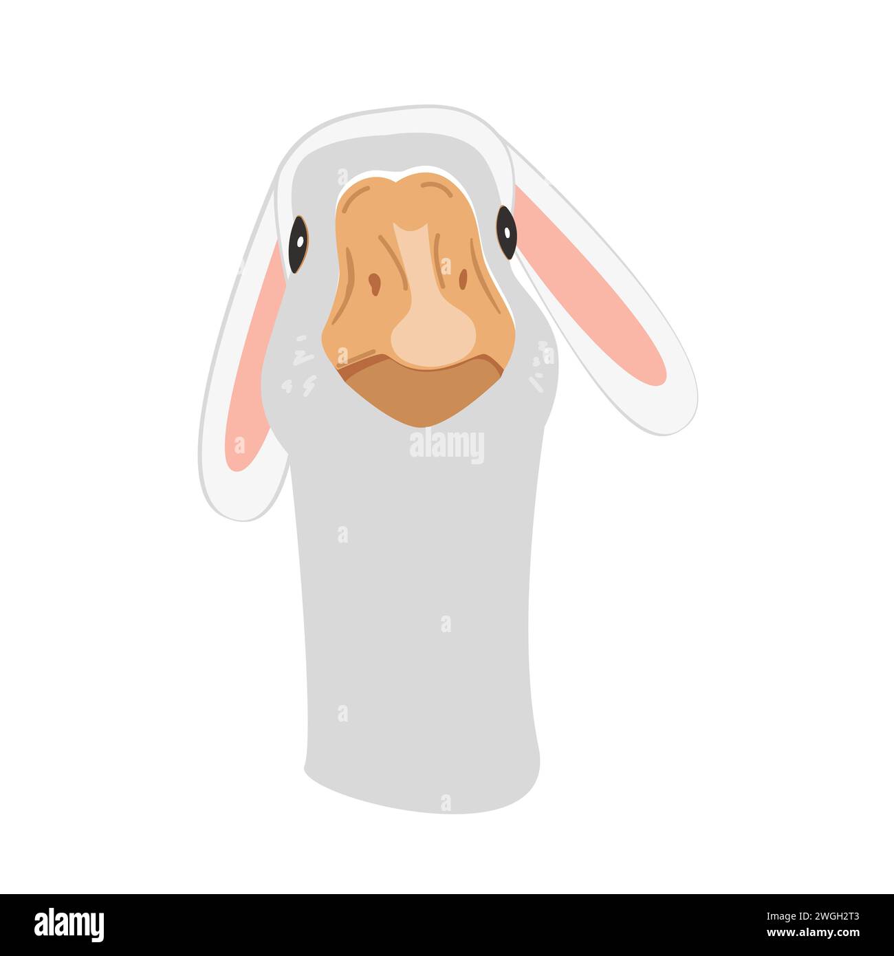 Cute goose wearing Easter bunny ears. Vector illustration isolated on ...