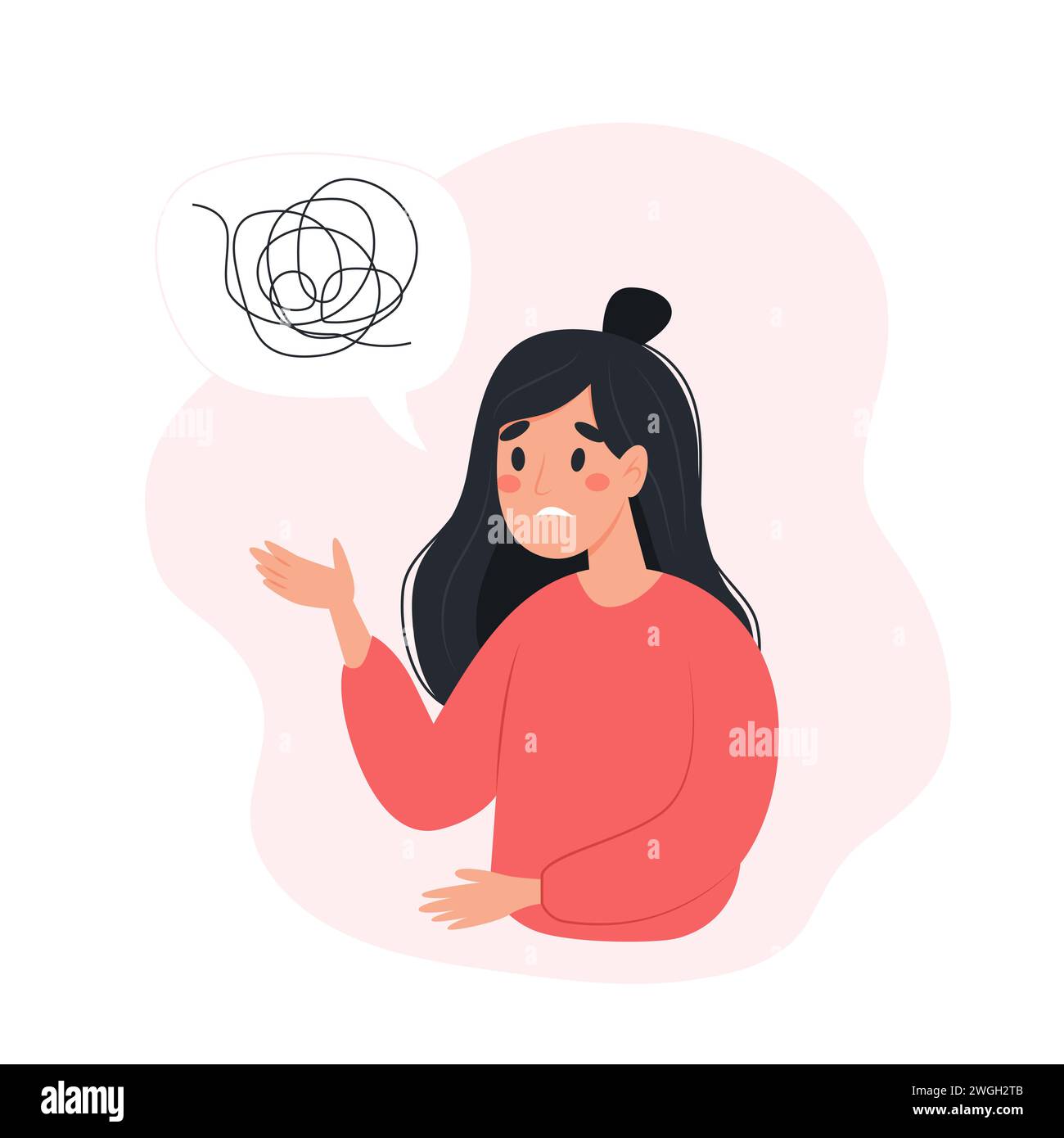 Mental health concept - woman talking to about his problems, confused ...