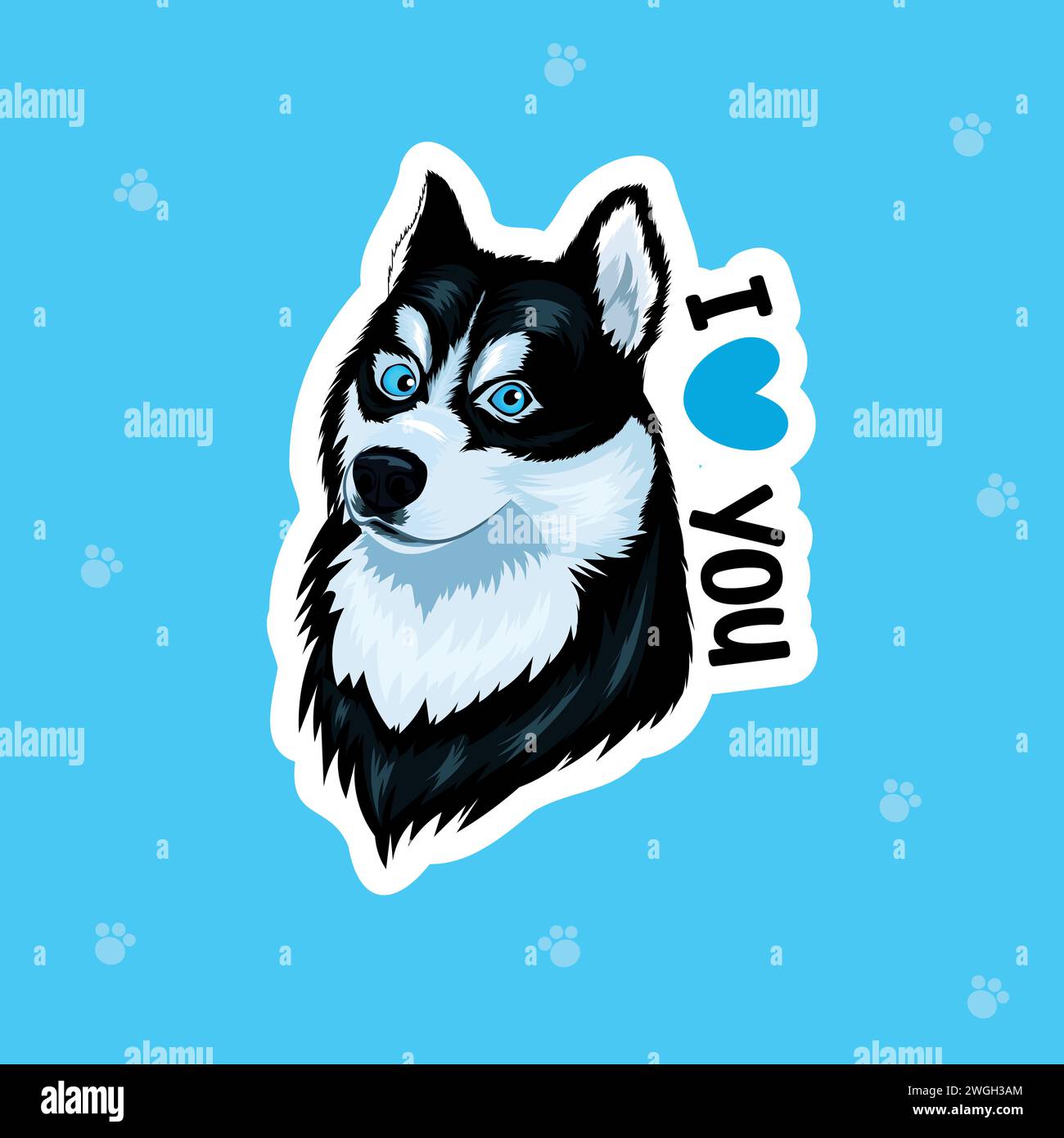 Sticker Cute Siberian Husky dog Stock Vector Image & Art - Alamy
