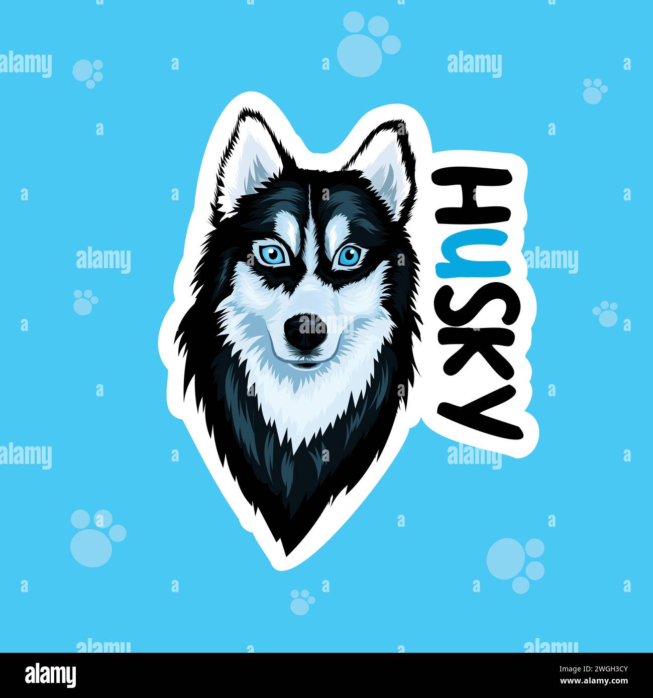 Sticker Cute Siberian Husky dog Stock Vector Image & Art - Alamy