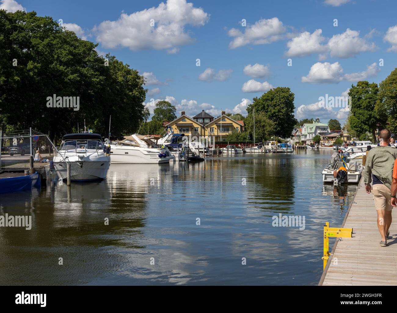 Trosa, Sweden - July 29, 2023: View of the Trosa river with moored ...