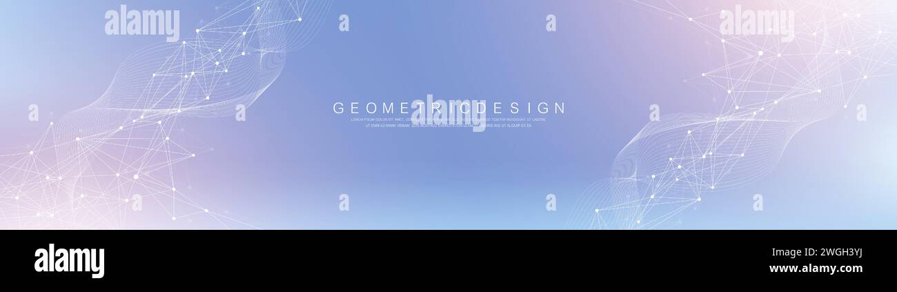 Abstract tech network connection dots. Digital technology and big data analysis background ...