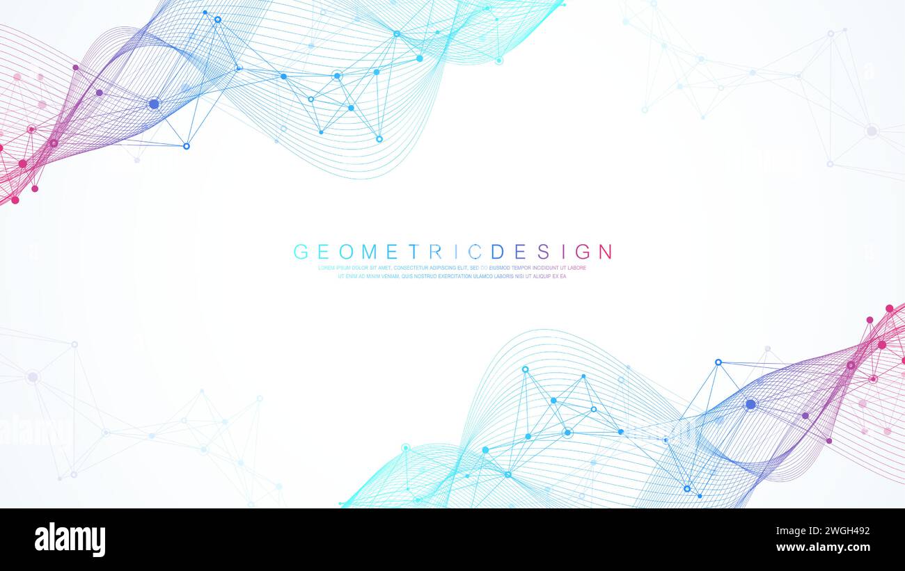 Abstract tech network connection dots. Digital technology and big data analysis background ...