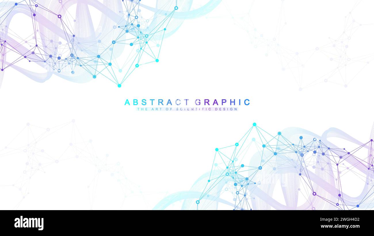 Abstract tech network connection dots. Digital technology and big data analysis background ...