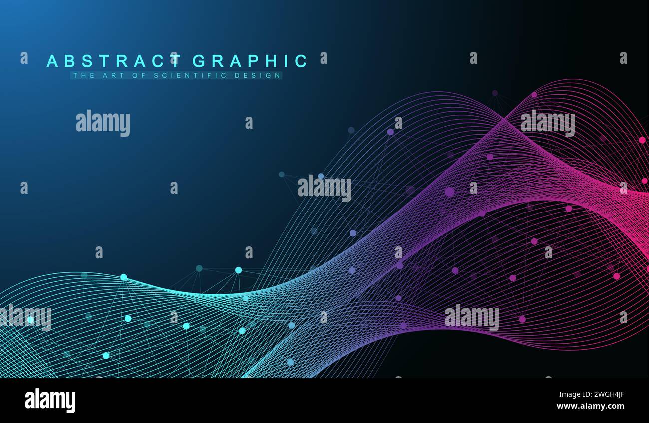 Abstract tech network connection dots. Digital technology and big data analysis background ...