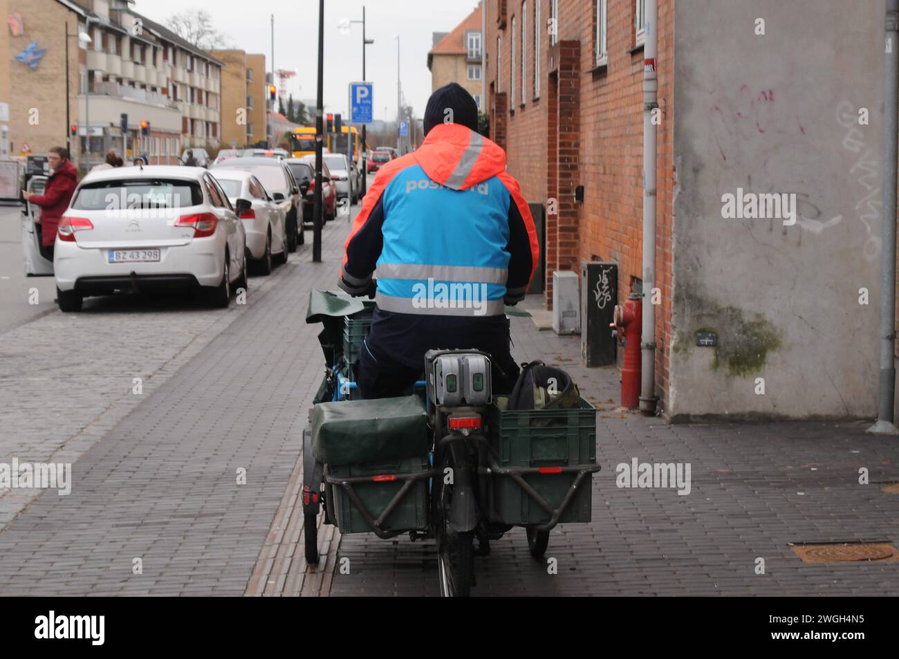 Copenhagen, Denmark /05 February/.Postnord parcels and packets delivery ...