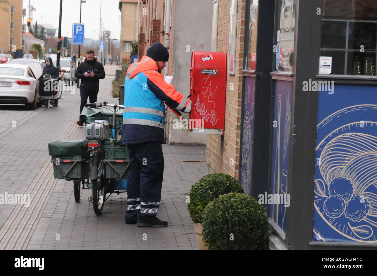 Copenhagen, Denmark /05 February/.Postnord parcels and packets delivery ...