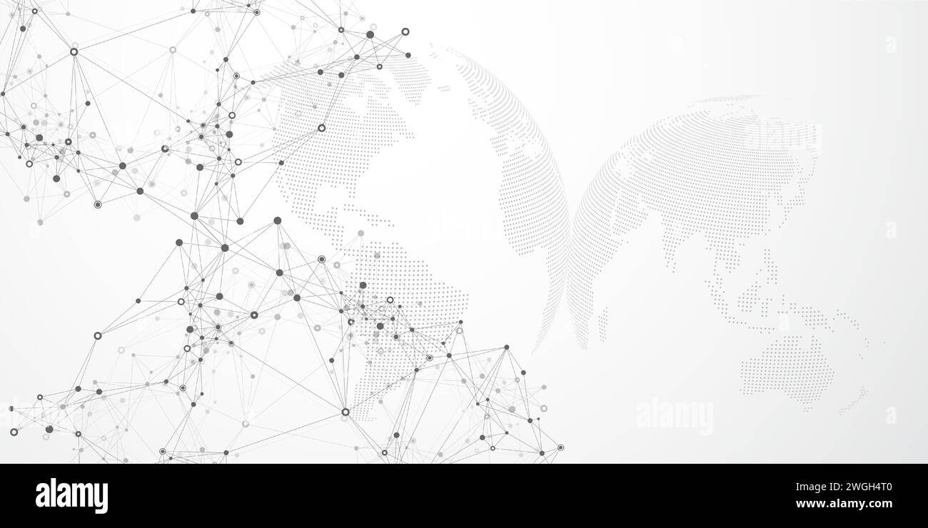 Global network connection banner design template. Header social network ...