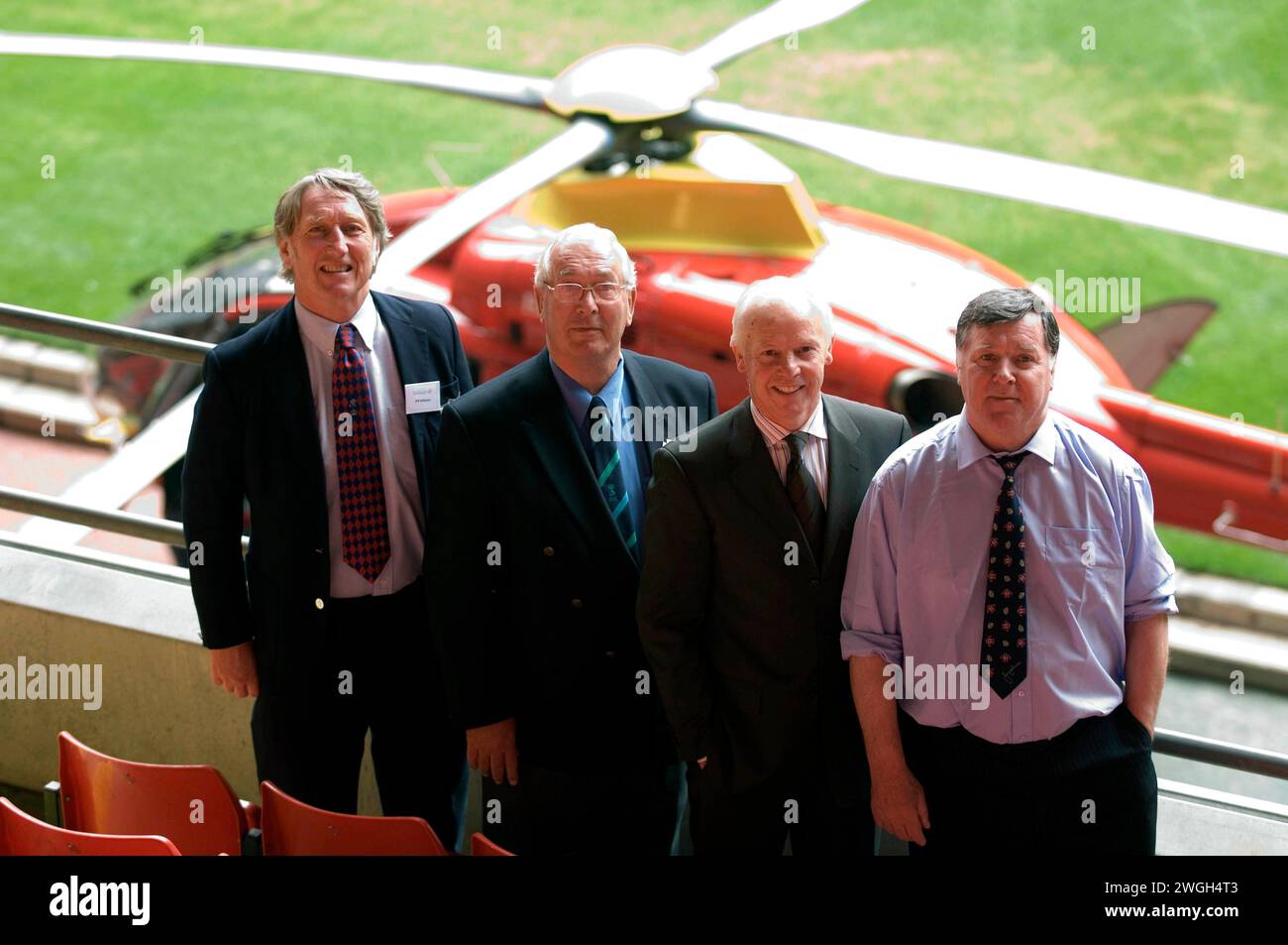 Former Welsh rugby internationals (from left) JPR Williams, John Dawes ...