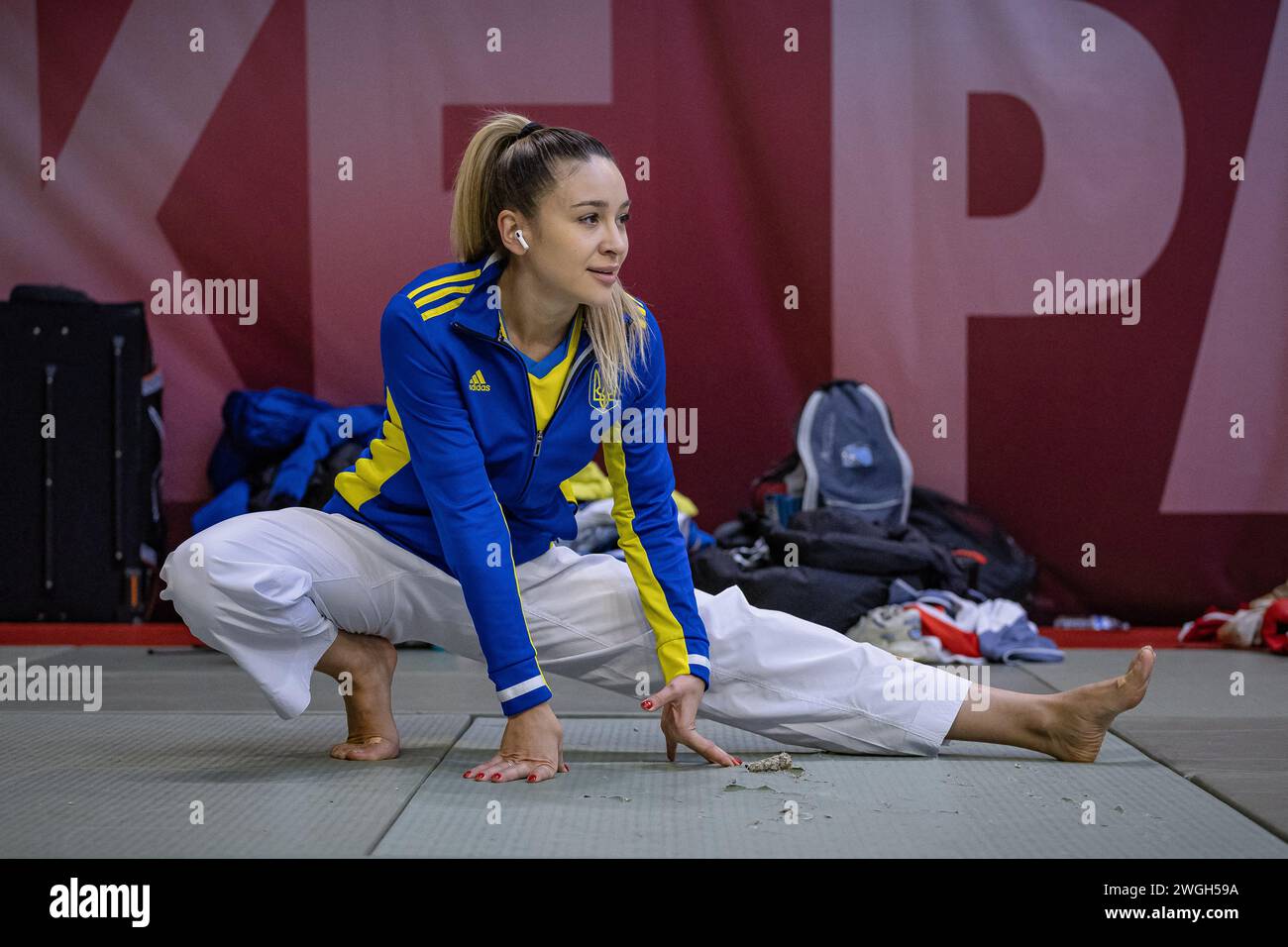 Anjelika Terliouga from Ukrain trains during the Paris Open Karate ...