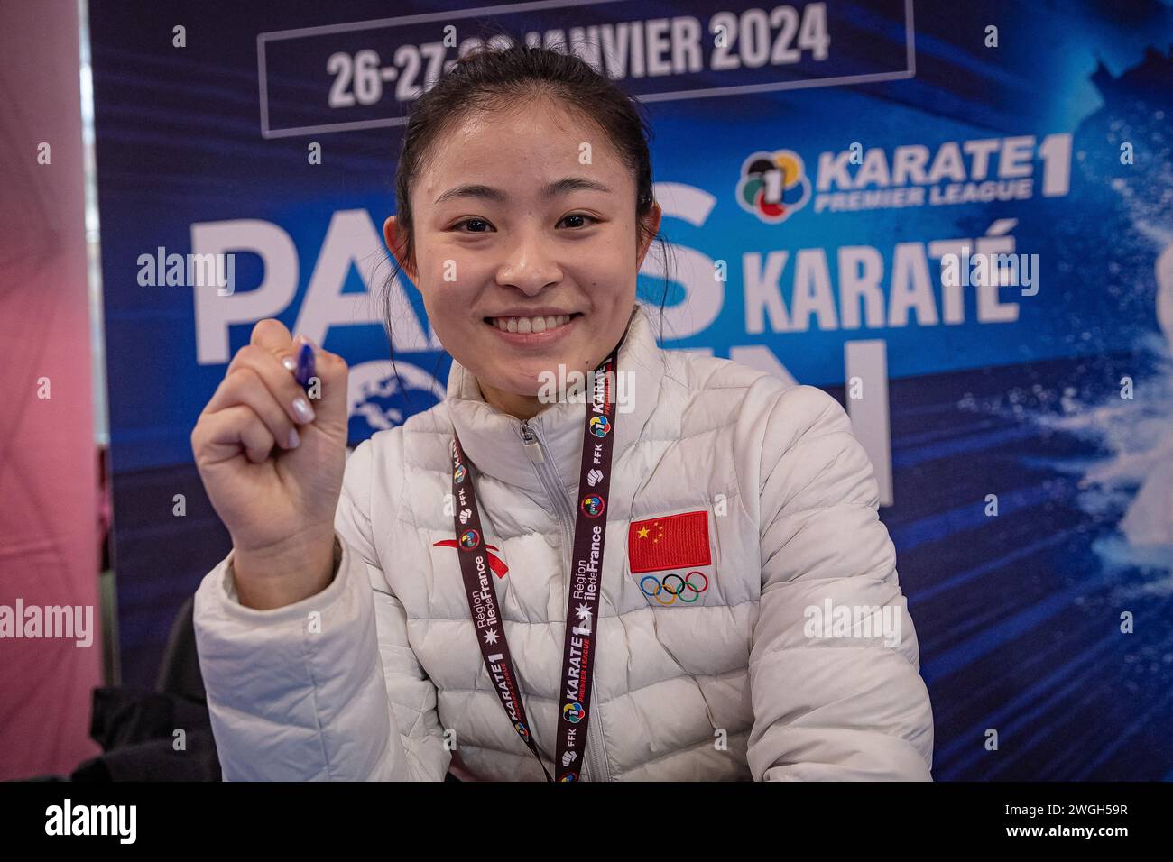 Paris, France. 27th Jan, 2024. Li Gong from China signs autographs ...