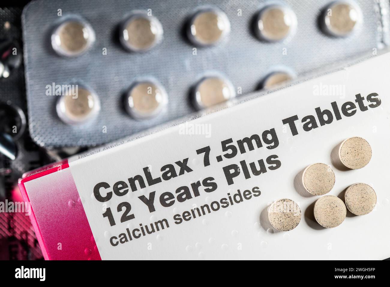 Cenlax (Calcium Sennoside) natural laxative tablets Stock Photo - Alamy