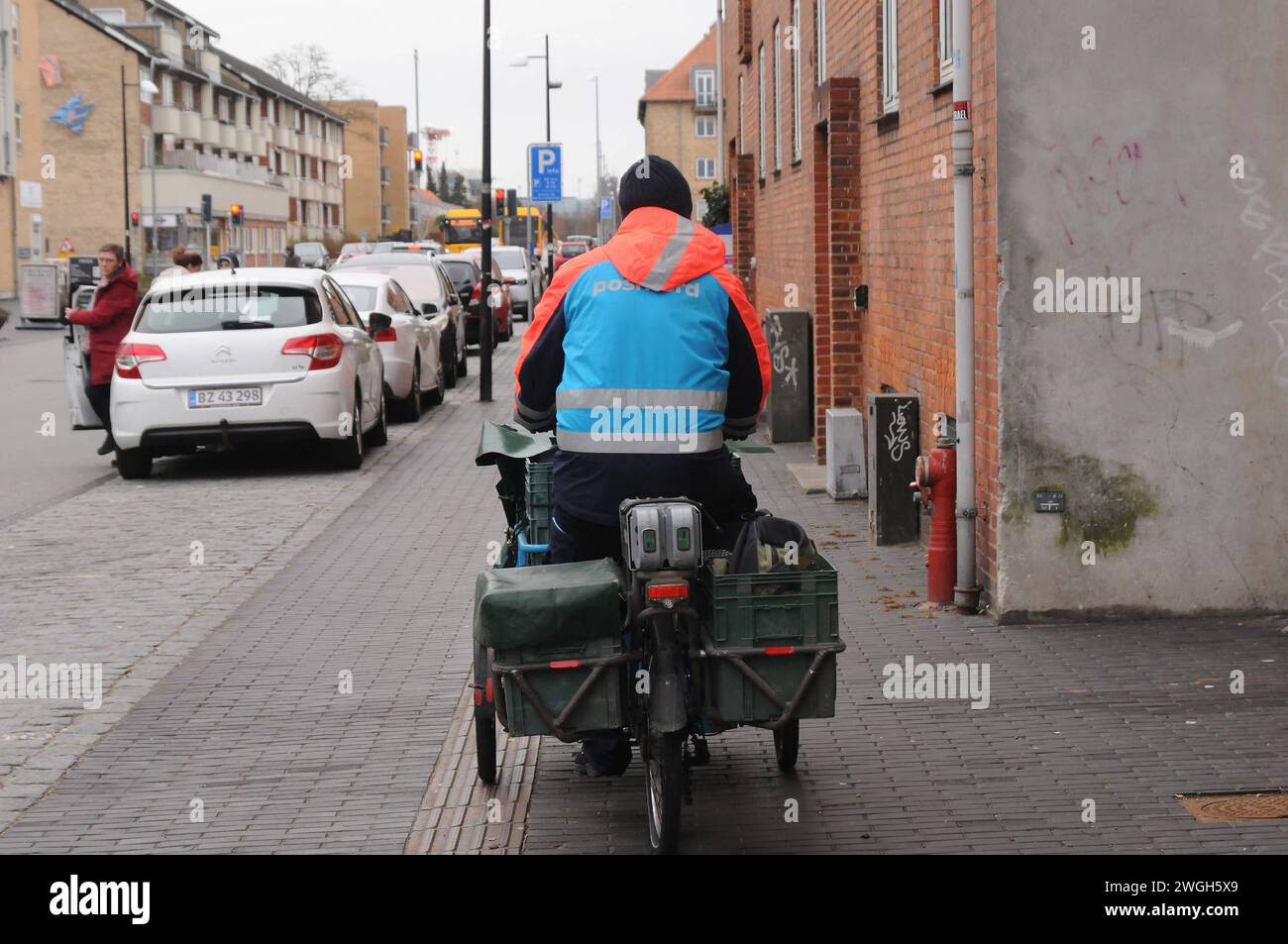 Copenhagen, Denmark /05 February/.Postnord parcels and packets delivery ...