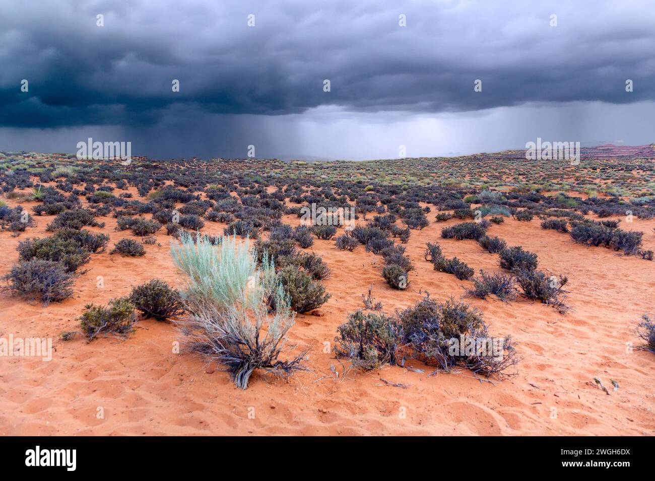 scenic desert landscape near Page in Arizona with dark clouds in ...