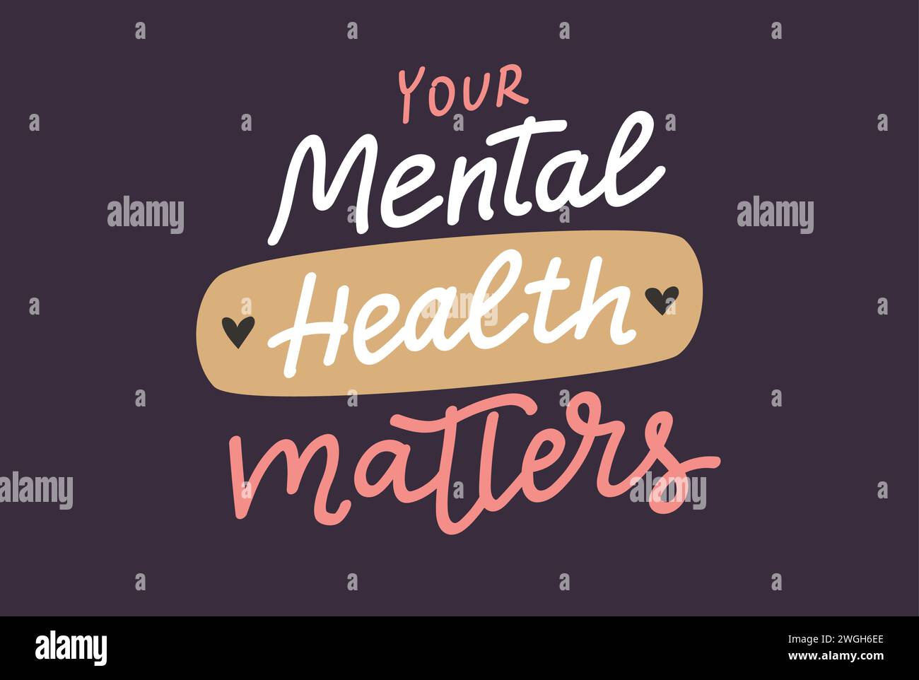 Mental health matters. Inspirational positive quote, vector hand drawn ...