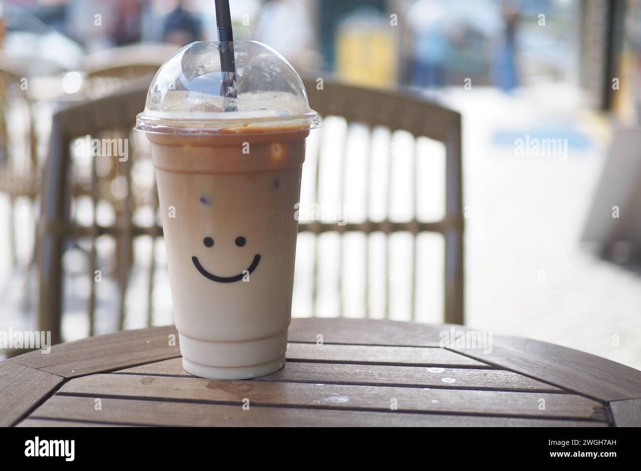 iced late in a transparent glass on cafe table outdoor Stock Photo - Alamy