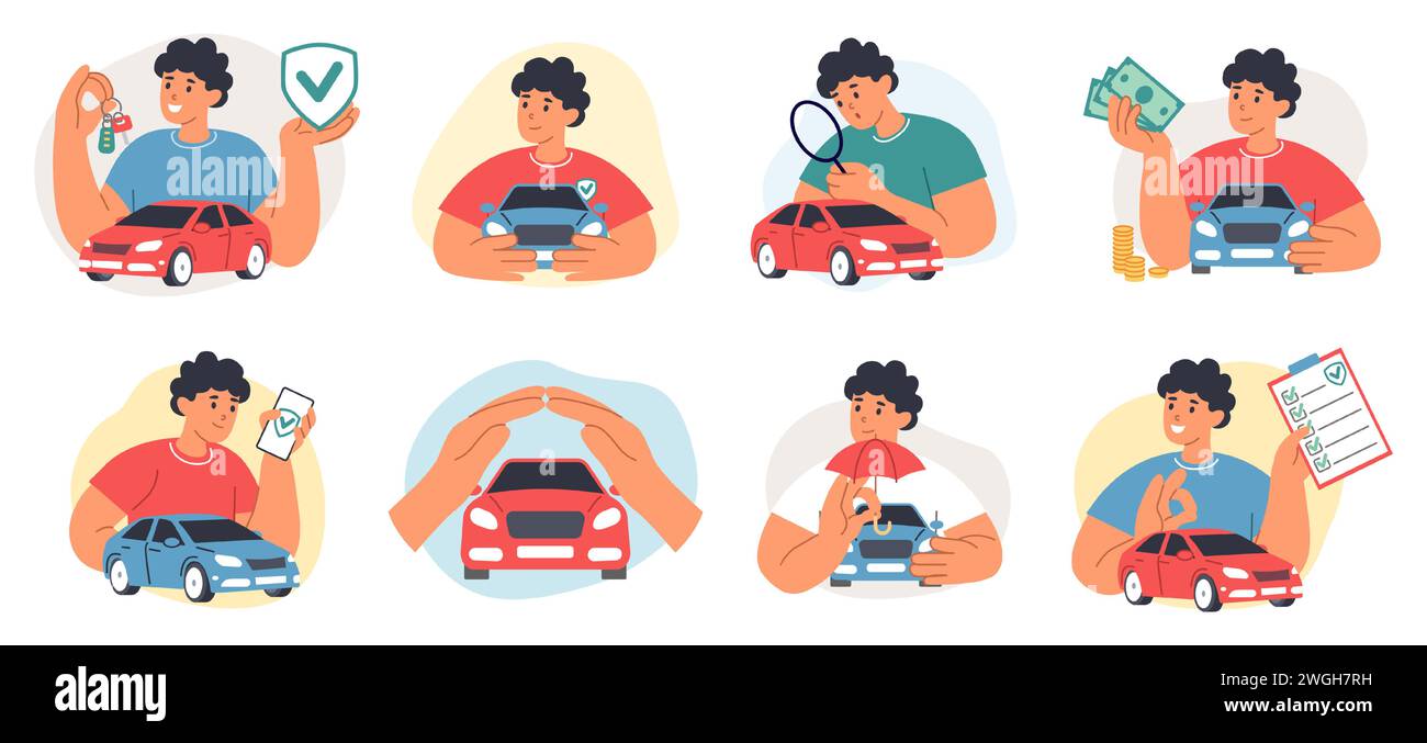 Car insurance. Driver buy protection for motor accident. Transport care ...