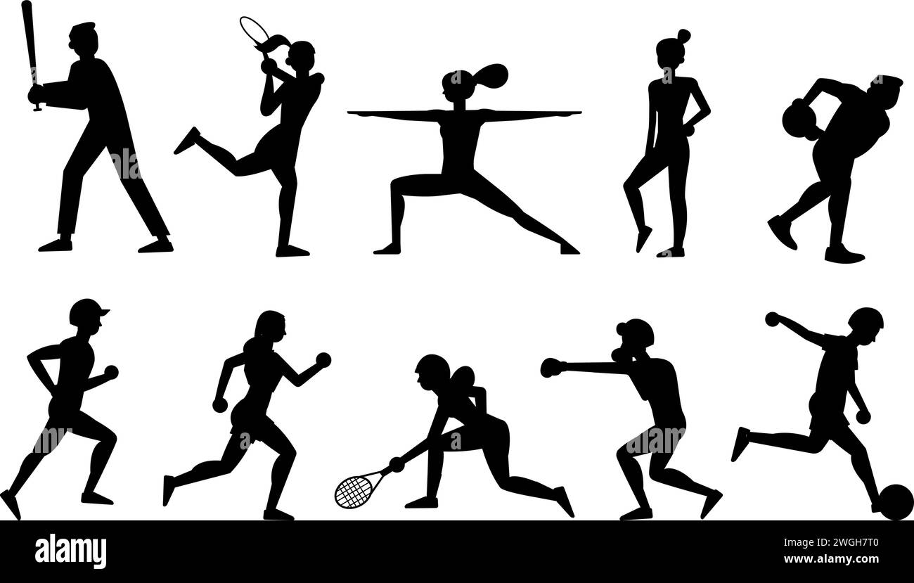 Sports vector black silhouettes set collection Stock Vector Image & Art ...
