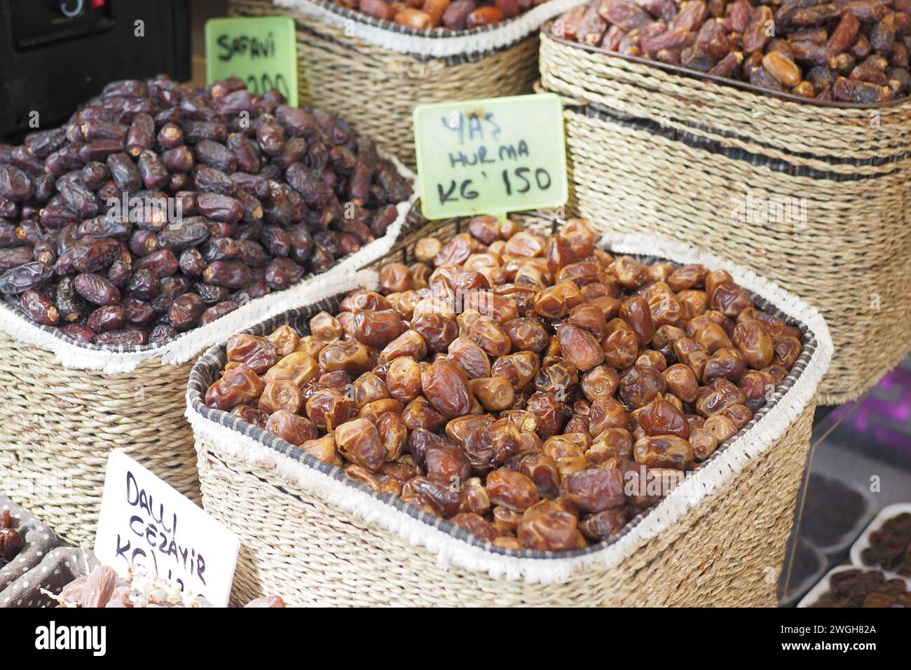 many date fruits display for sale at local market Stock Photo - Alamy
