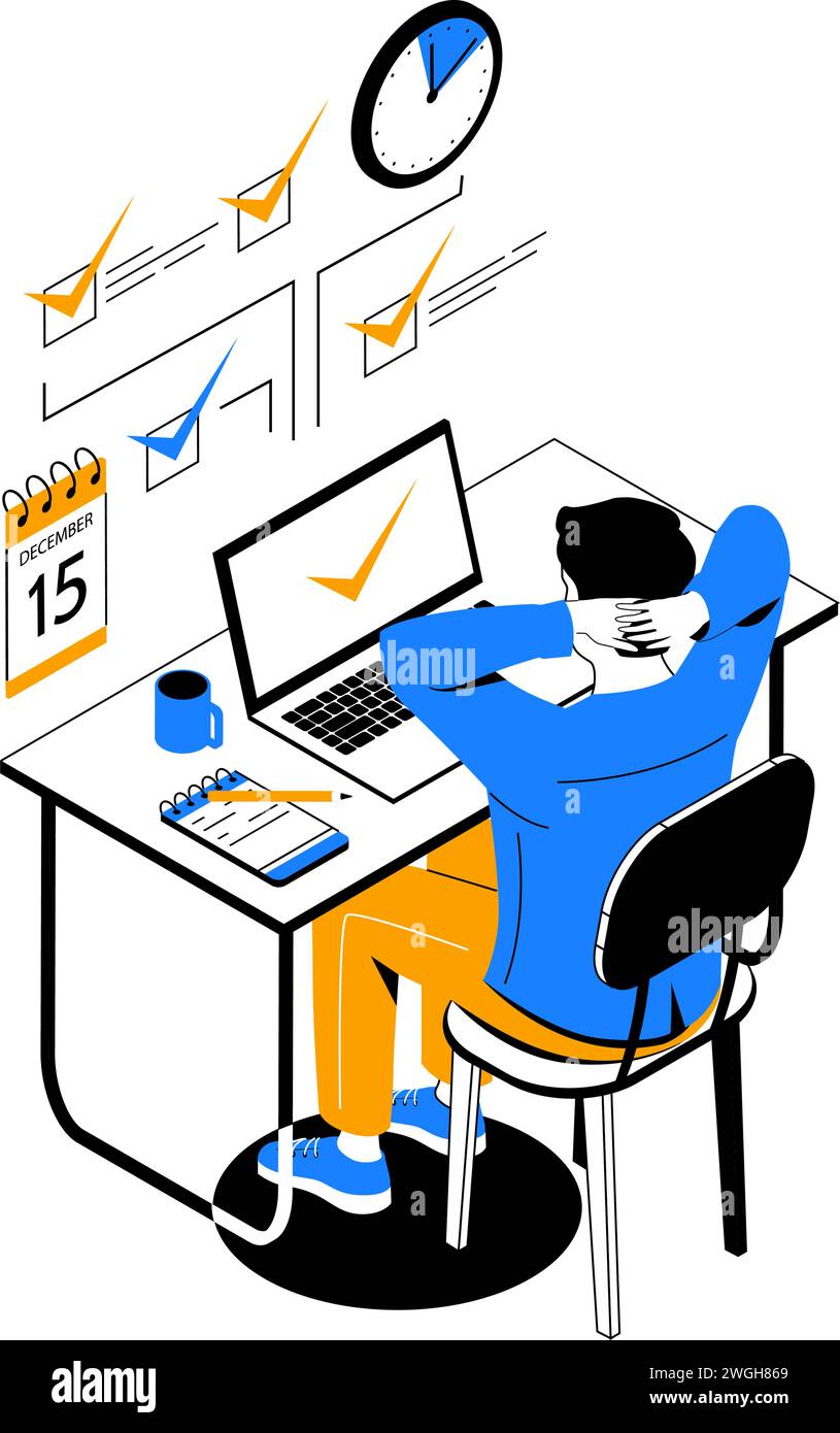 Time management. People organize productive workflow and effective agenda schedule. Man working ...