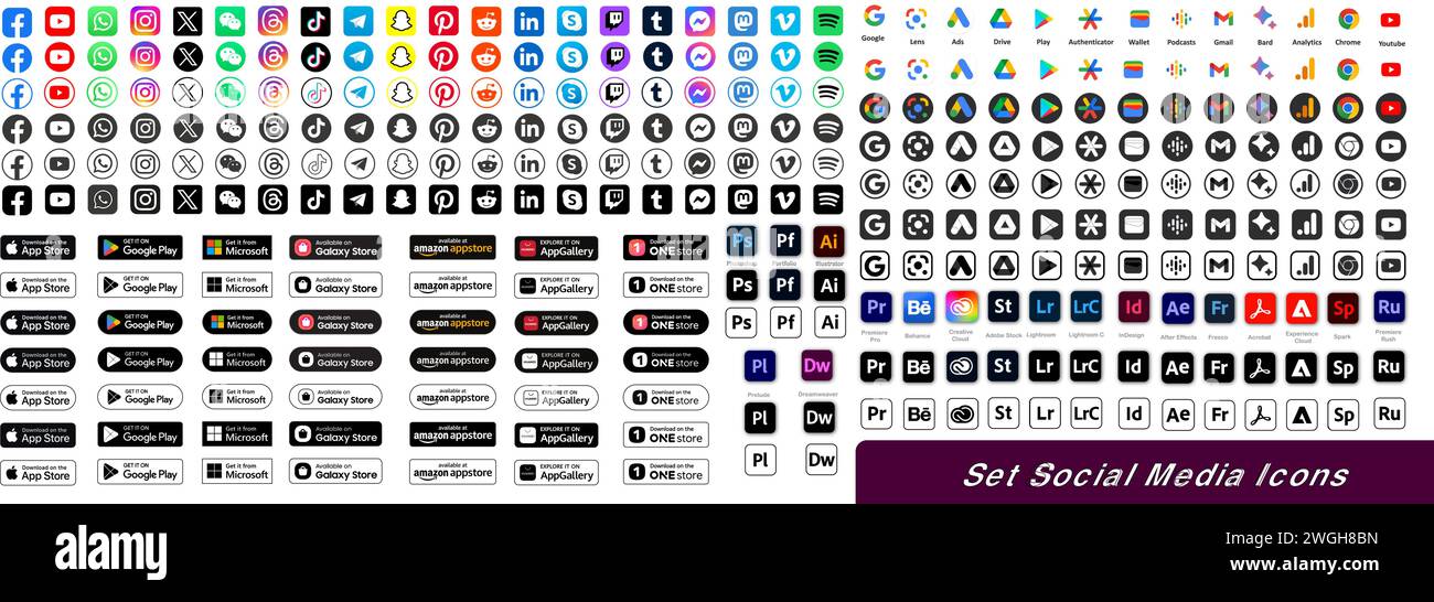 Social media icons modern design on transparent background for your ...