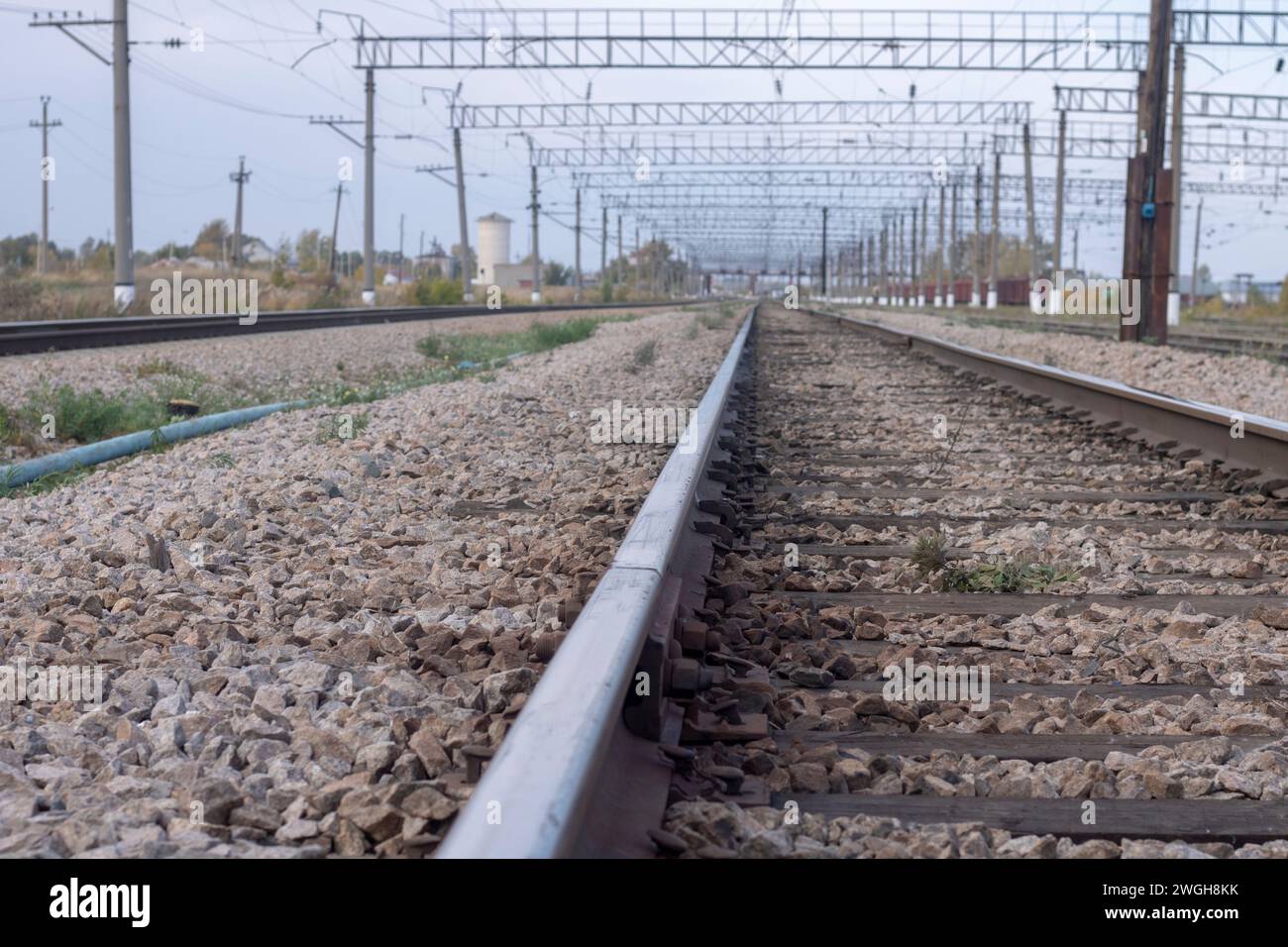 Railway tracks field destinations. structures of railroad Stock Photo ...