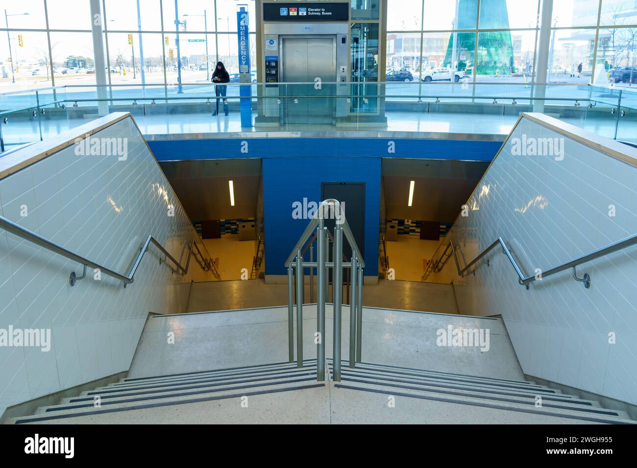 Staircase and handrail inside the Vaughan Metropolitan Centre or Center ...